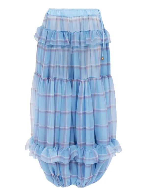 Chloé Ruffled Check Wide-leg Pants - Blue-purple