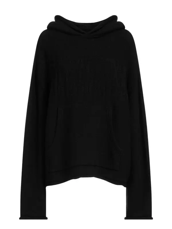 MAISON MARGIELA Solid-color Mid-weight Knit Hoodie - Black