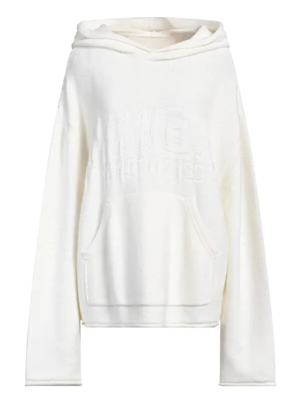 MAISON MARGIELA Solid-color Hooded Knit Sweater - Ivory