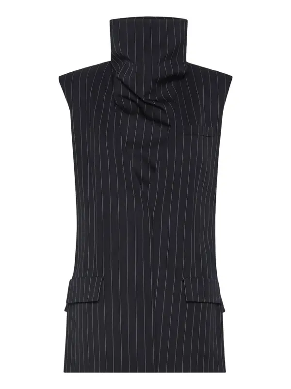 Sportmax Sleeveless Pinstripe Wool Jacket - Black