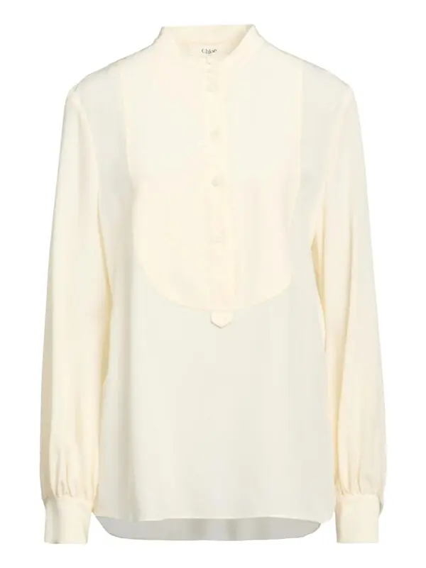 Chloé Solid-colored Chiffon Long-sleeve Top - Yellow