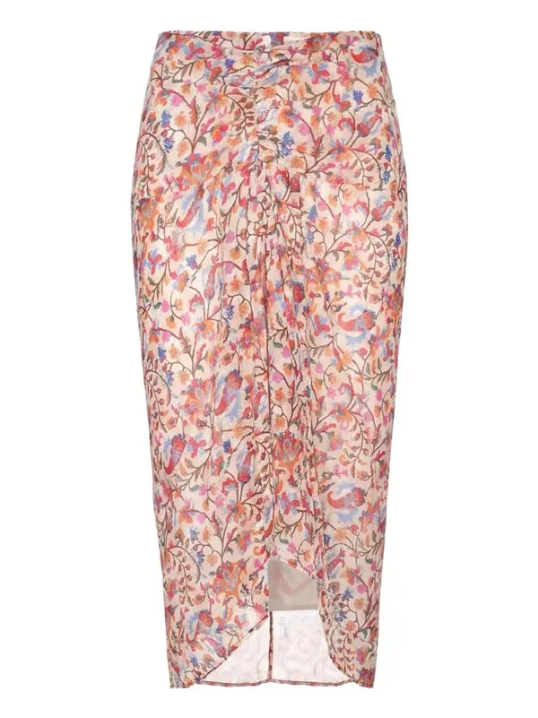 Isabel Marant Étoile Floral Print Asymmetrical Skirt - Camel