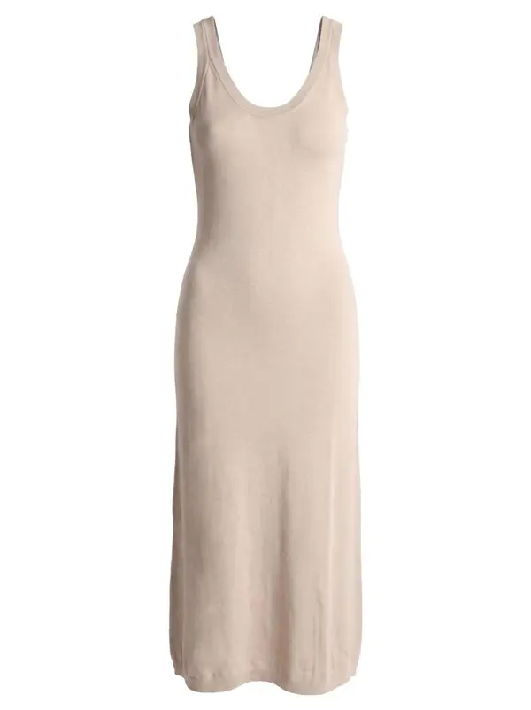 Brunello Cucinelli Simple Sleeveless Cashmere Dress - Beige