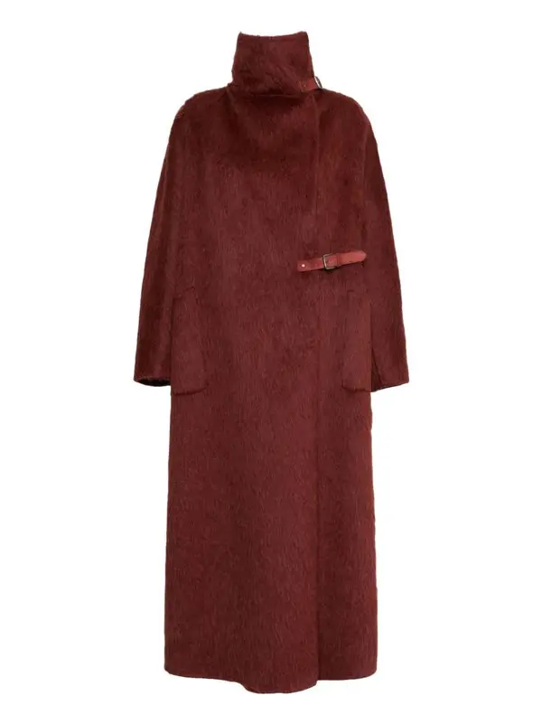Max Mara Mxstempo Funnel-neck Long Coat - Red
