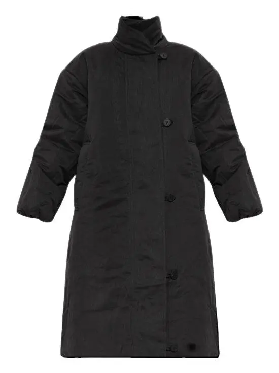 Studio Nicholson Long Down Coat With An Asymmetrical Button Closure - Black
