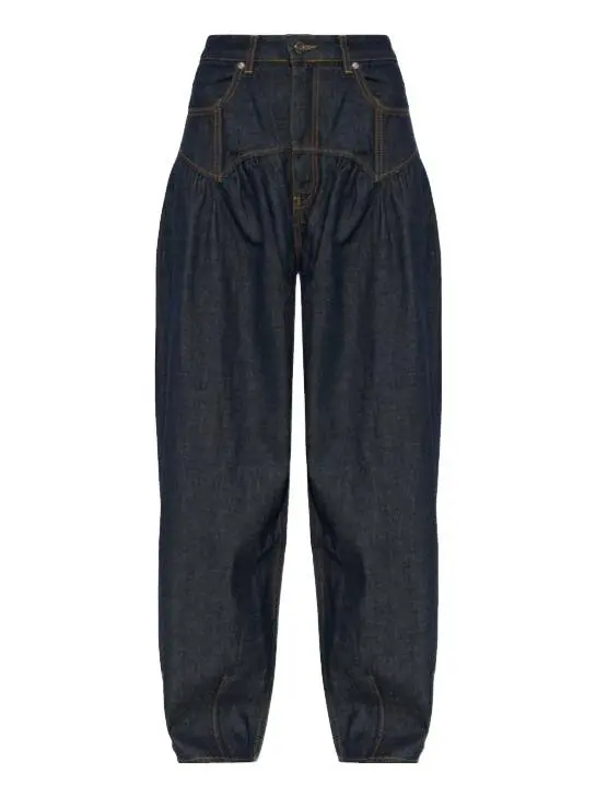 GANNI Corset Wide-leg Jeans - Navy Blue