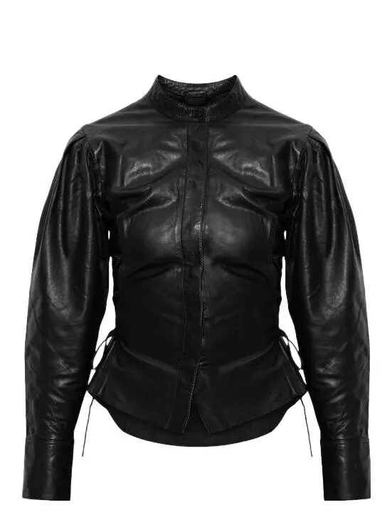 ALLSAINTS Evanna Lace-up Leather Top - Black