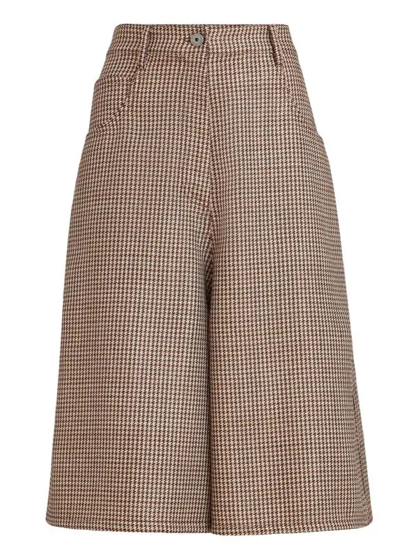Brunello Cucinelli Monili Houndstooth Wool Shorts - Brown