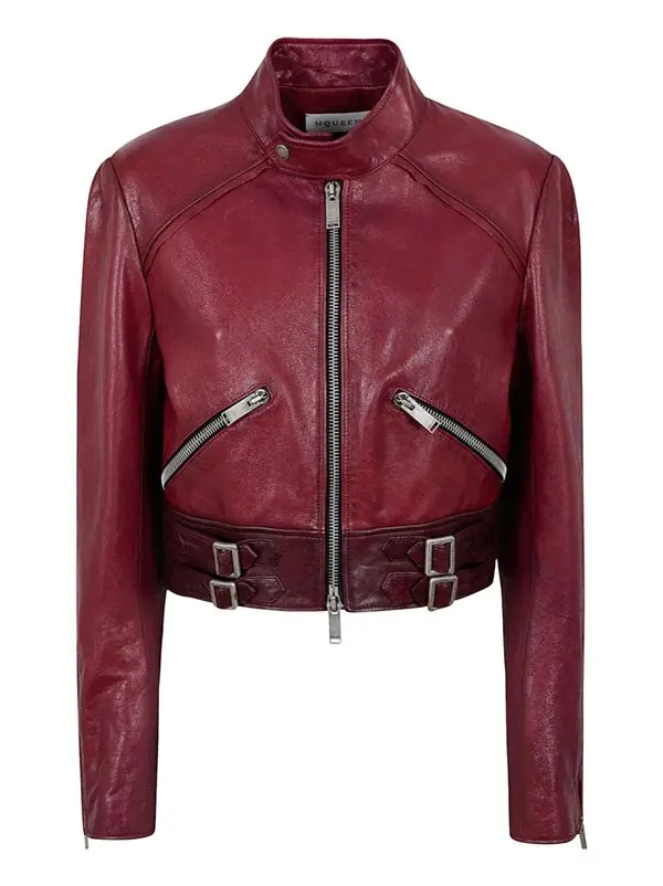 Alexander McQueen Zip-up Cropped Jacket - Red