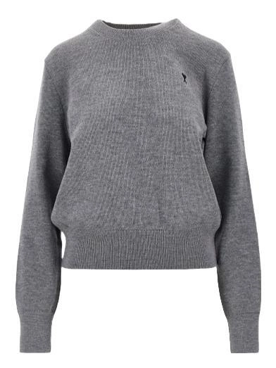 AMI Paris Long-sleeve Knit Top - Gray