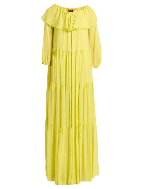 Max Mara Chiffon Maxi Dress - Yellow