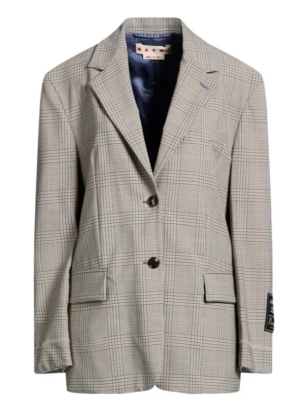 Marni Plaid Blazer - Beige