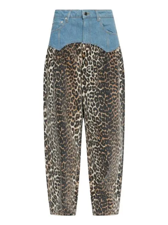 GANNI Printed Corset Wide-leg Jeans - Multi-color