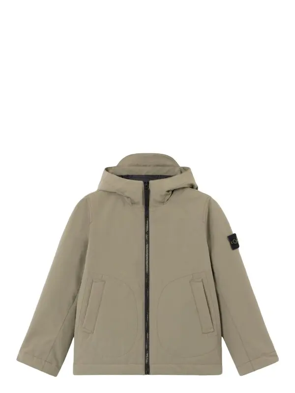 Stone Island Padded Hooded Jacket With Pockets - Mud