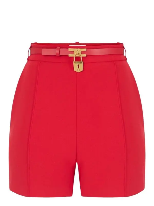 Elisabetta Franchi Shorts In Lightweight Crêpe Fabric With Belt - Red