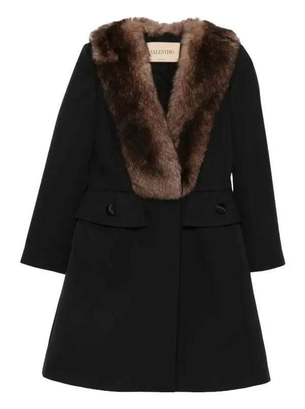 Valentino Garavani Faux-fur Collar Coat - Black