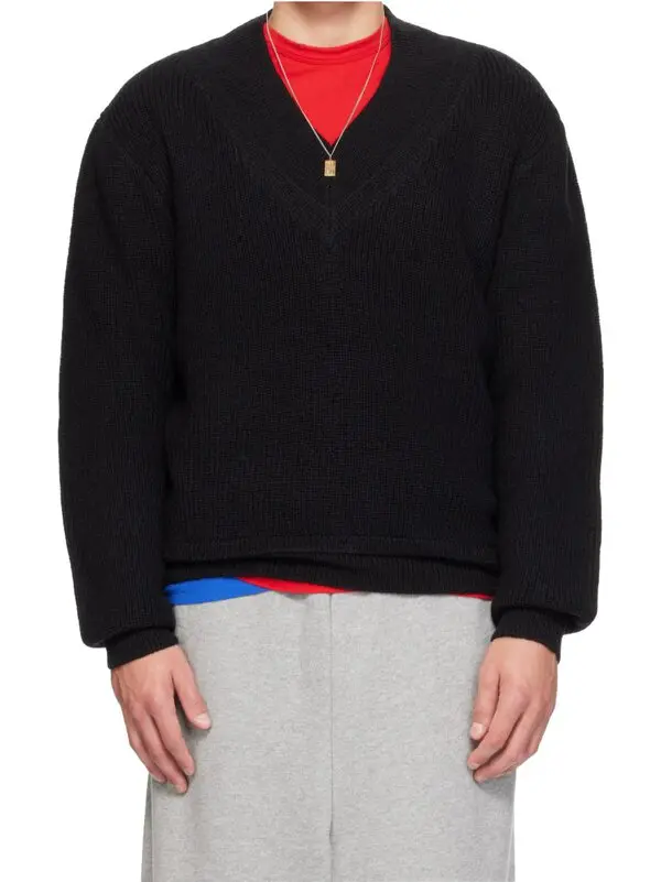 ENTIRE STUDIOS Knitted V-neck Sweater - Black