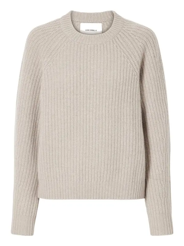 LISA YANG Ribbed Crew Neck Sweater - Beige