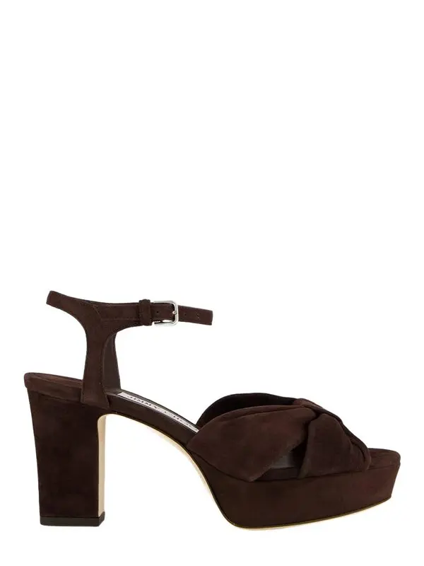JIMMY CHOO Round-toe High-heeled Sandals - Chocolate-colored