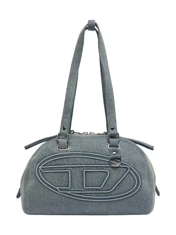 DIESEL® 1dr Dome-shoulder Bag In Denim With Oval D Logo - Light Blue