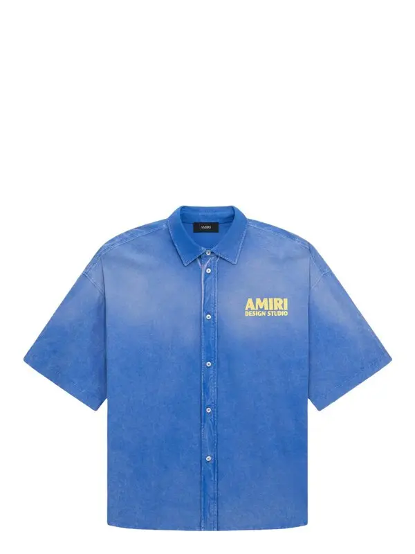 Amiri Logo Print Short Sleeve Shirt - Sapphire
