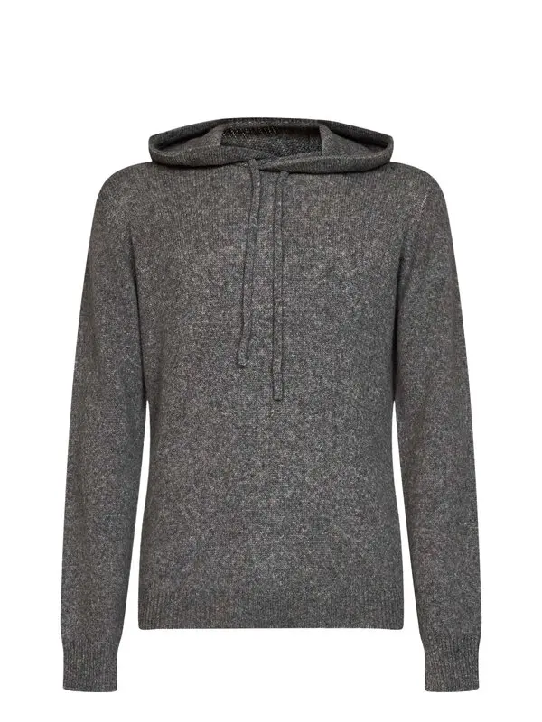 ROBERTO COLLINA Hooded Knit Sweater - Black