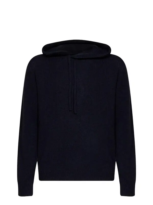 ROBERTO COLLINA Hooded Knit Sweater - Black