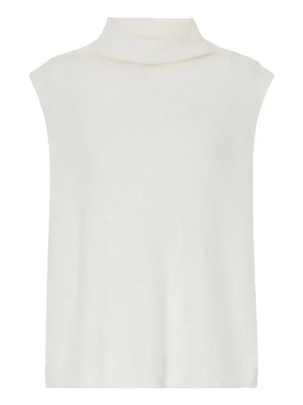 LISA YANG Fleece Turtleneck Pleated Vest - Cream