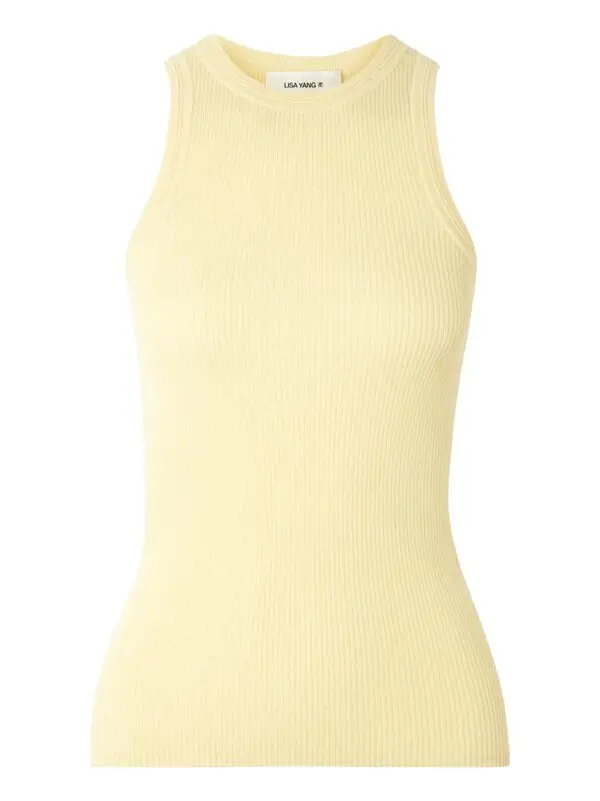 LISA YANG Ribbed Crew Neck Vest - Light Yellow