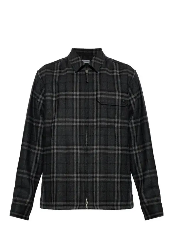 Burberry Ollie Checked Zip-front Shirt - Grey