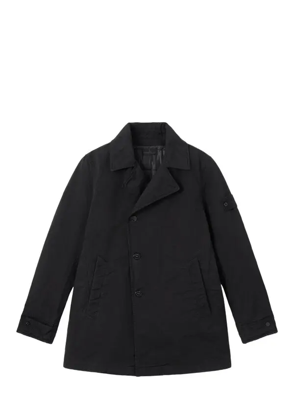Stone Island Padded Peacoat With Anti-drop - Black