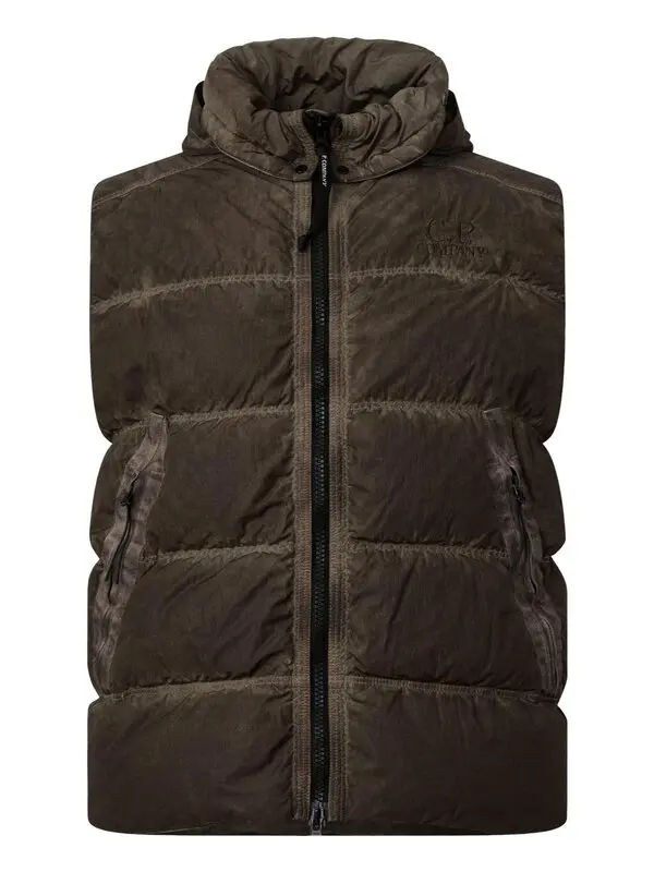 C.P. COMPANY Stand Collar Quilted Vest - Brown