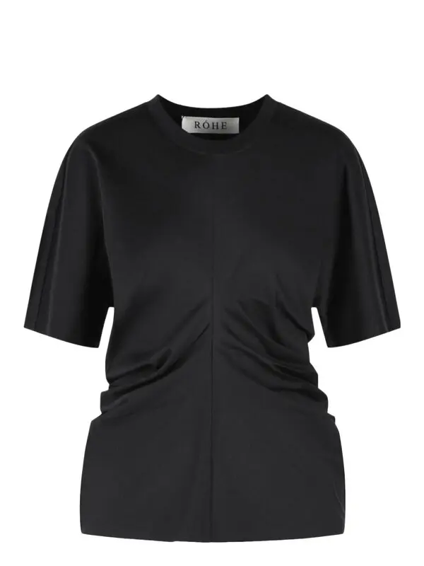 RÓHE Draped Cotton-blend T-shirt - Black