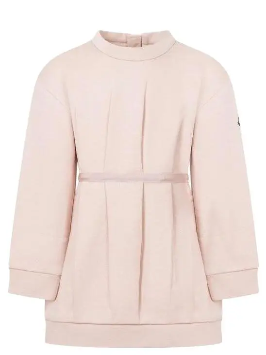 Moncler Pleated Logo-patch Dress - Pink