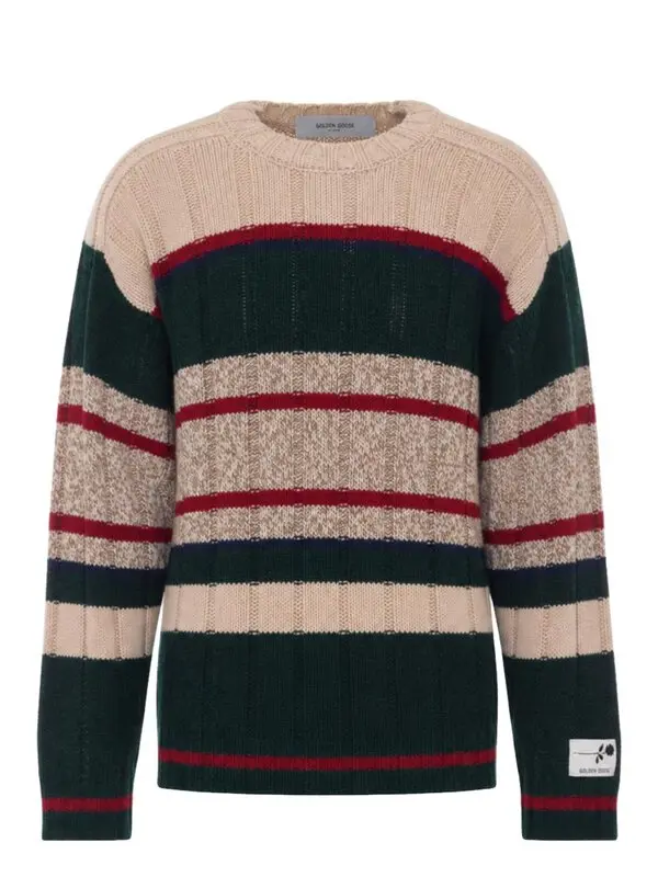 GOLDEN GOOSE Striped Knitted Jumper - Black