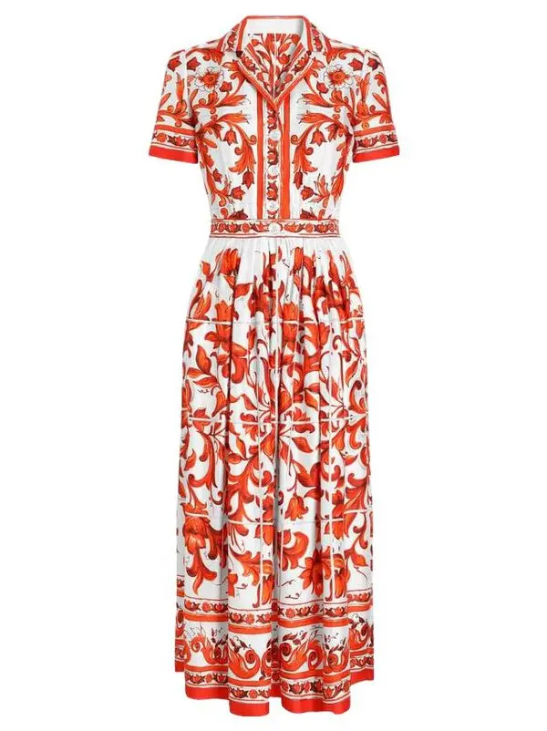 Dolce & Gabbana Majolica-print Twill Dress - Red