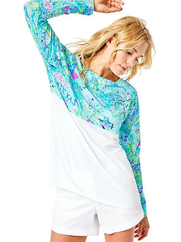 Lilly Pulitzer® Finn Top, Relaxed Fit, Boat Neck, Long Sleeves - Blue