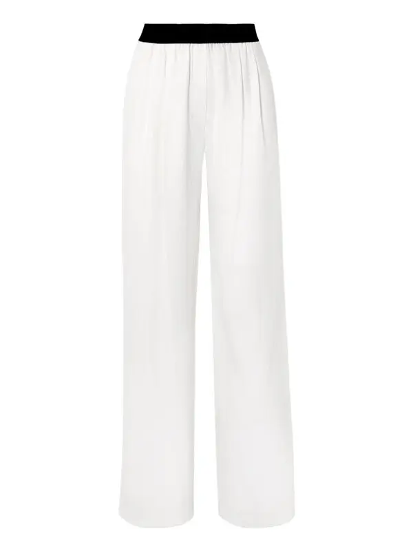 Loulou De Saison Pleated Twill Straight-leg Trousers - Ivory/black