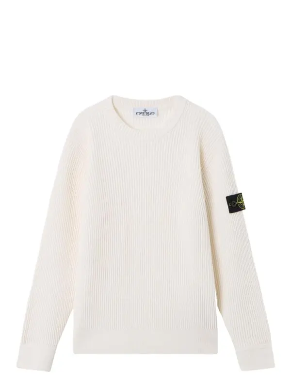 Stone Island Regular-fit Crewneck Jumper With Fine-ribbed Trims - White