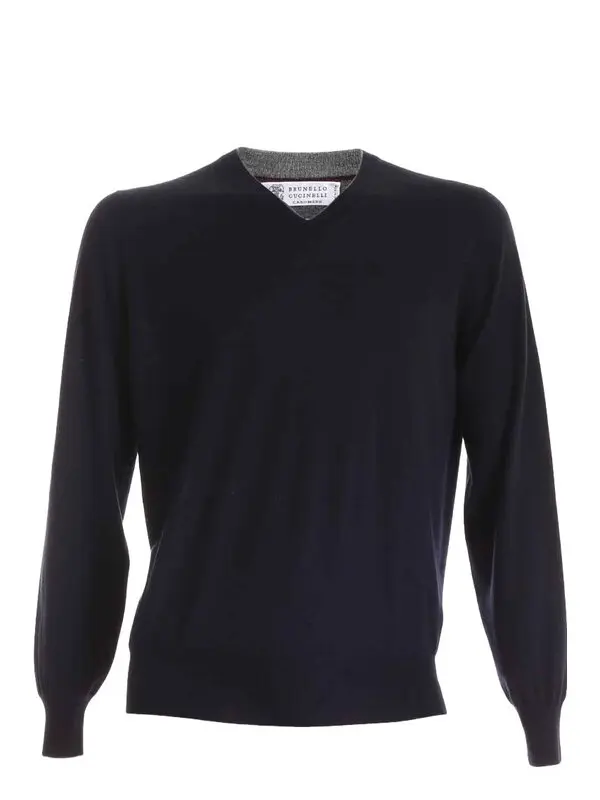 Brunello Cucinelli Ribbed-knit V-neck Jumper - Black
