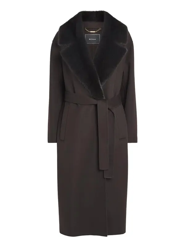Kiton Cashmere Mink-lapel Wrap Coat - Brown