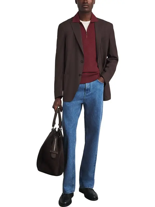 Corneliani Virgin Wool Quarter-zip Polo Sweater - Red