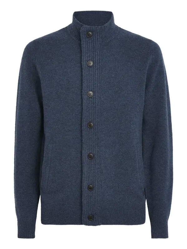 Barbour Wool Patch Zip-through Cardigan - Navy