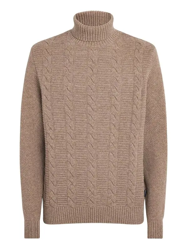 Barbour Wool Staplecross Rollneck Sweater - Brown