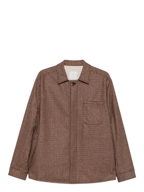 Eleventy Houndstooth Overshirt Jacket - Dark Brown