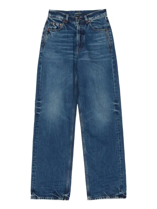 Saint Laurent Logo Patch Straight Leg Jeans - No