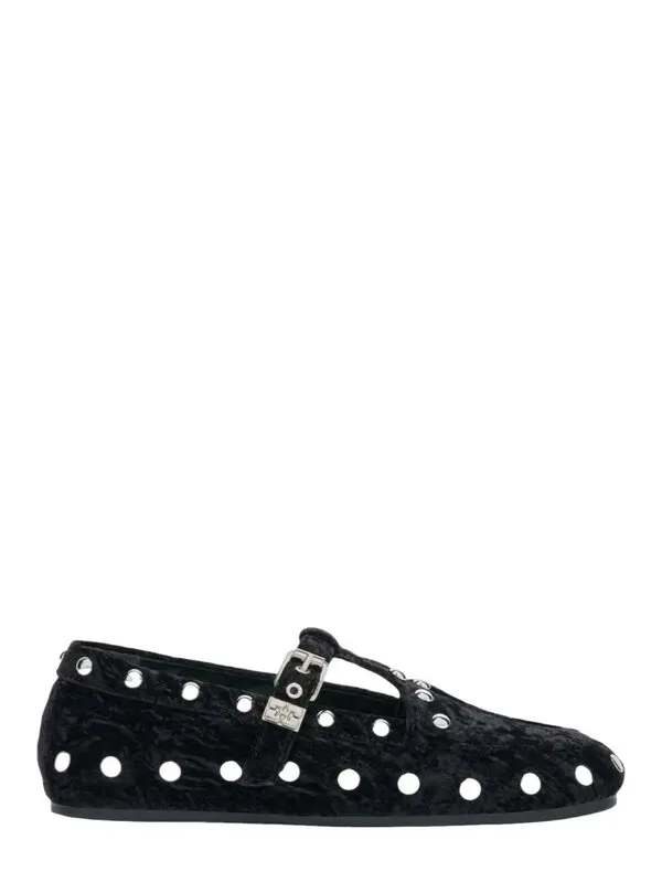 GANNI Mary Jenny Moccasins In Velvet - Black