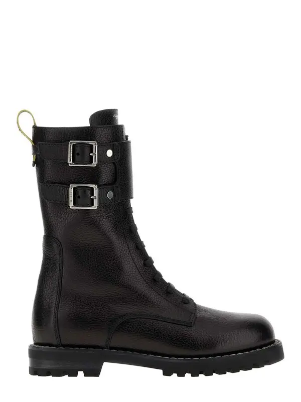 Fendi Leather Commando Boots - Black