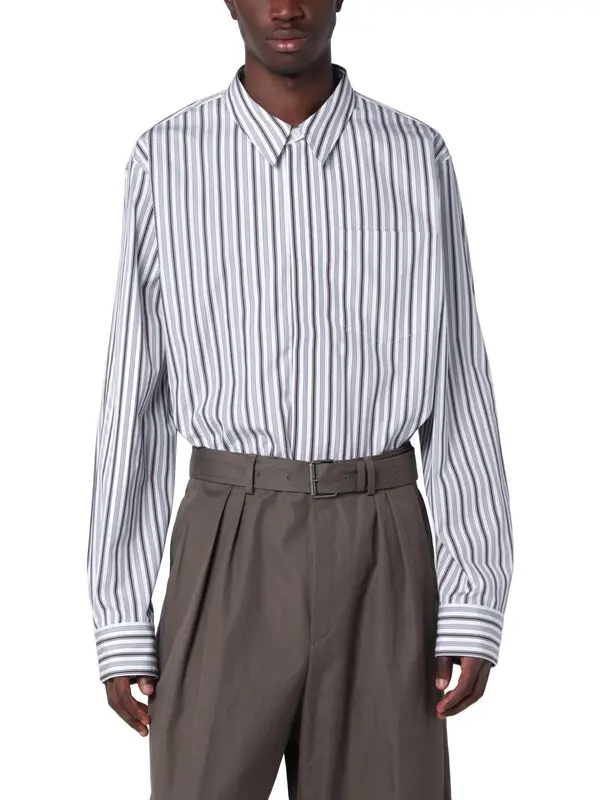 Dries Van Noten Striped Cotton Shirt With Zip - White