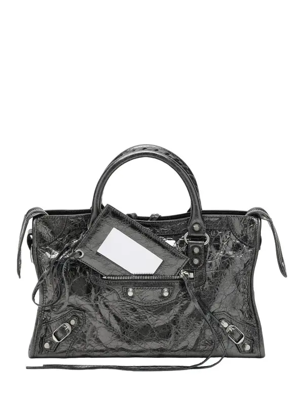 Balenciaga Small Le City Bag In Metallic Leather - Grey